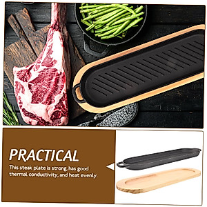 OKUMEYR Grill Plate Creative Baking Pan Steak Pan Cast Iron Serving Plate Frying Plate Steak Grill Pan Household Steak Pan Non-stick Steak Pan Cast Iron Steak Plate Grilling Food Pan