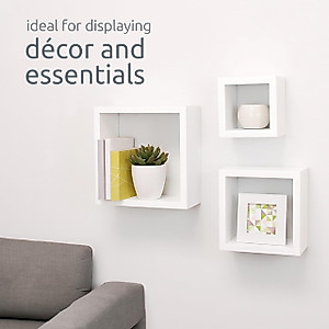 Kiera Grace Cubes, Set of 3, 9 x 9 inches, White Square Cubic Decorative Floating Shelves for Wall, 9.5 x 9.5 inches