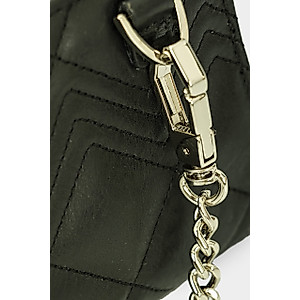 VELEZ Leather RFID Blocking Wallet - Designer Wallets for Women - Long Wristlet Clutch with Chain Black