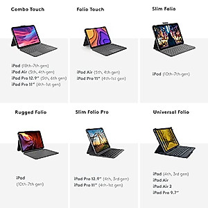 Logitech Combo Touch Detachable 10th Gen iPad Keyboard Case with Large Precision Trackpad, Full-Size Backlit Keyboard, and Smart Connector Technology - Oxford Gray