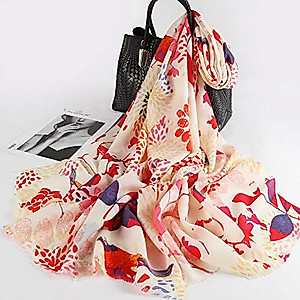 DANA XU 100% Pure Wool Pashmina Cashmere Long Travel Scarf Shawls And Wraps For Evening Dress Women Soft Warm Floral Blanket