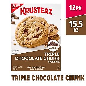 Krusteaz Triple Chocolate Chunk Cookie Mix, Bakery Style, 3 Kinds of Chocolate, 15.5 Oz Boxes (Pack of 12)