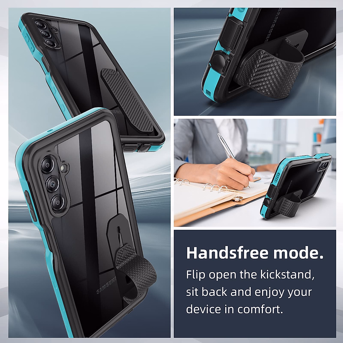 for Samsung Galaxy A14 5G Phone Case, Waterproof Case with Built-in Screen Protector & Cell Phone Ring Holder, Full Body Shockproof Rugged Heavy Duty Protection Cover for Samsung A14 5G Blue