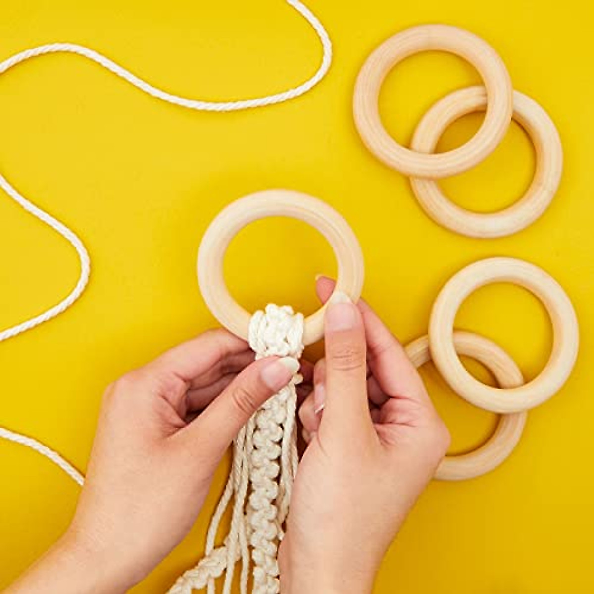 30 Pack 3 Inch Wooden Rings for Crafts, Macrame, Crochet, DIY Jewelry Making