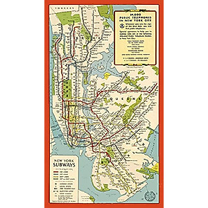 Magnet 1951 Manhattan NYC Subway Historic Map Magnet Vinyl Magnetic Sheet for Lockers, Cars, Signs, Refrigerator 5"