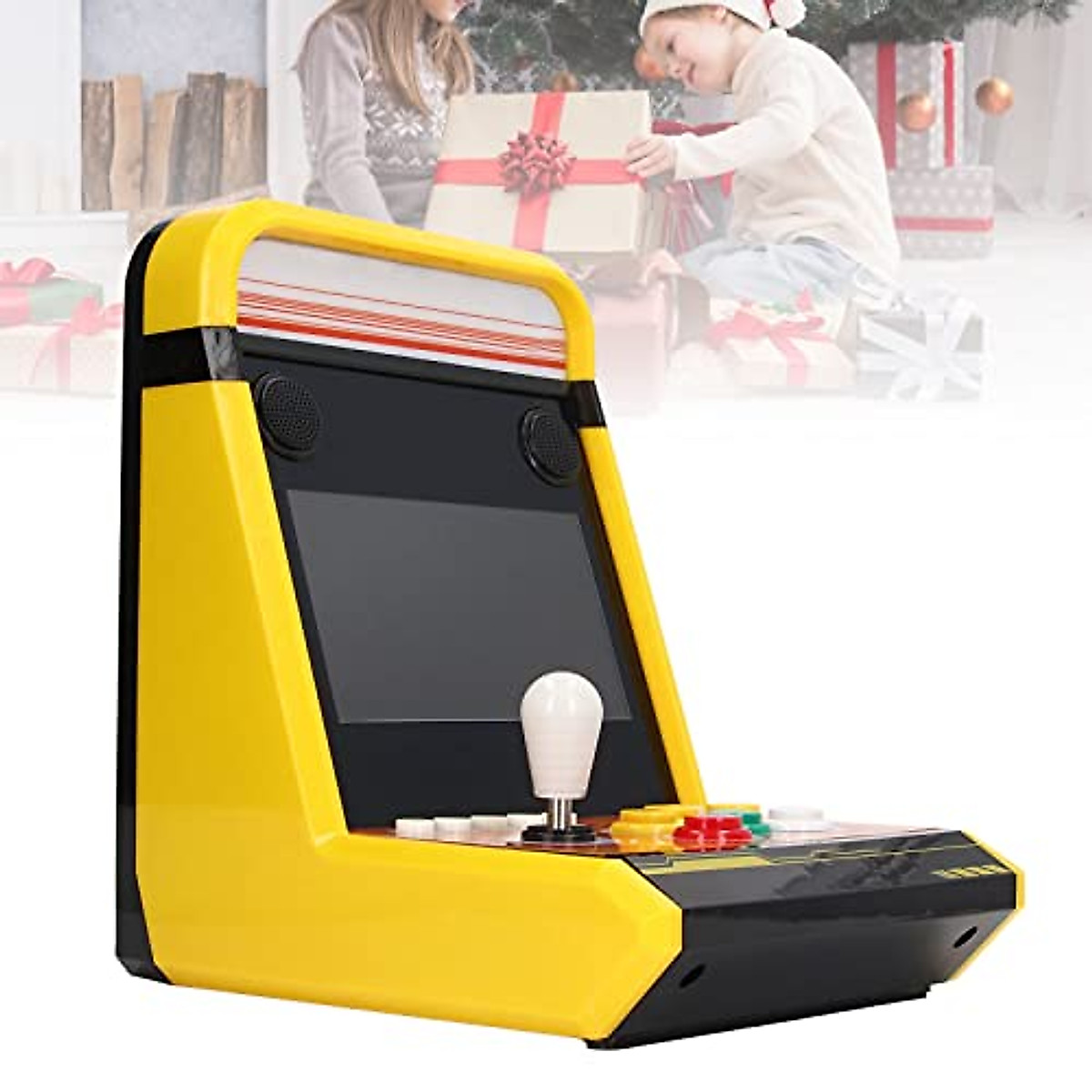 Mini Rocker Game Machine, Joystick Control Game Machine 7 Inch All in One US Plug 100‑240V Portable for Game Room (Yellow)