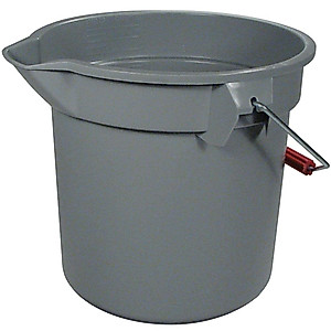 Rubbermaid 261400Gy 14 Quart Round Utility Bucket, 12-Inch Diameter X 11 1/4-Inch H, Gray Plastic