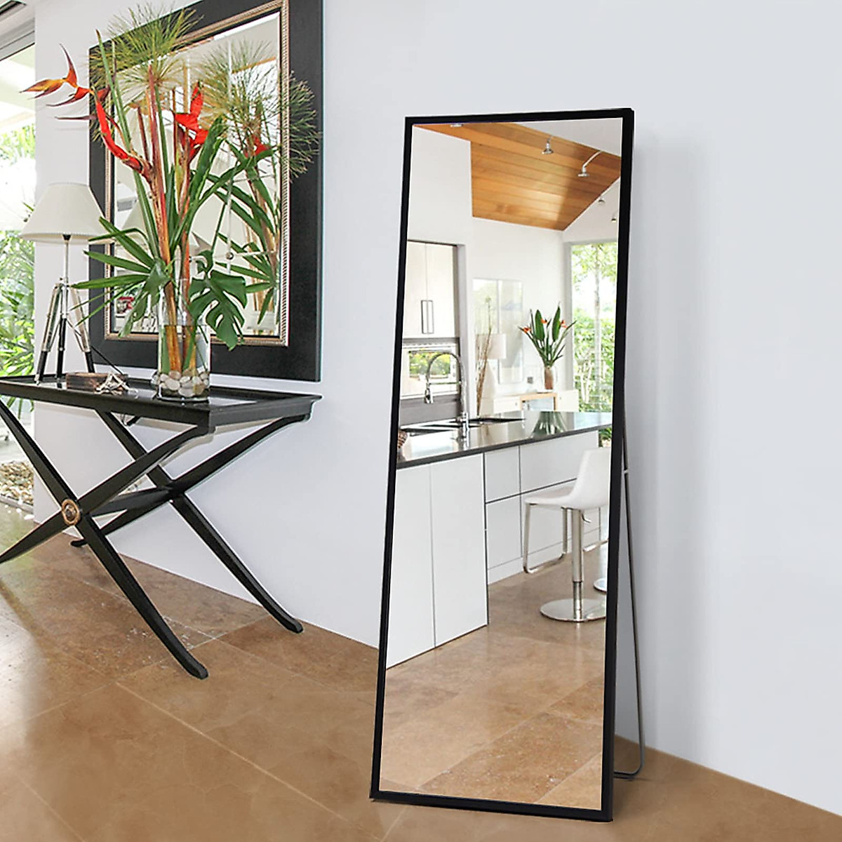 NA Full Body Mirror Full Length Floor Mirror Wall Mounted Free Standing Black Dressing Mirror Over The Door Mirror for Bedroom Bathroom Living Room Locker Room (59” x 19.7”)