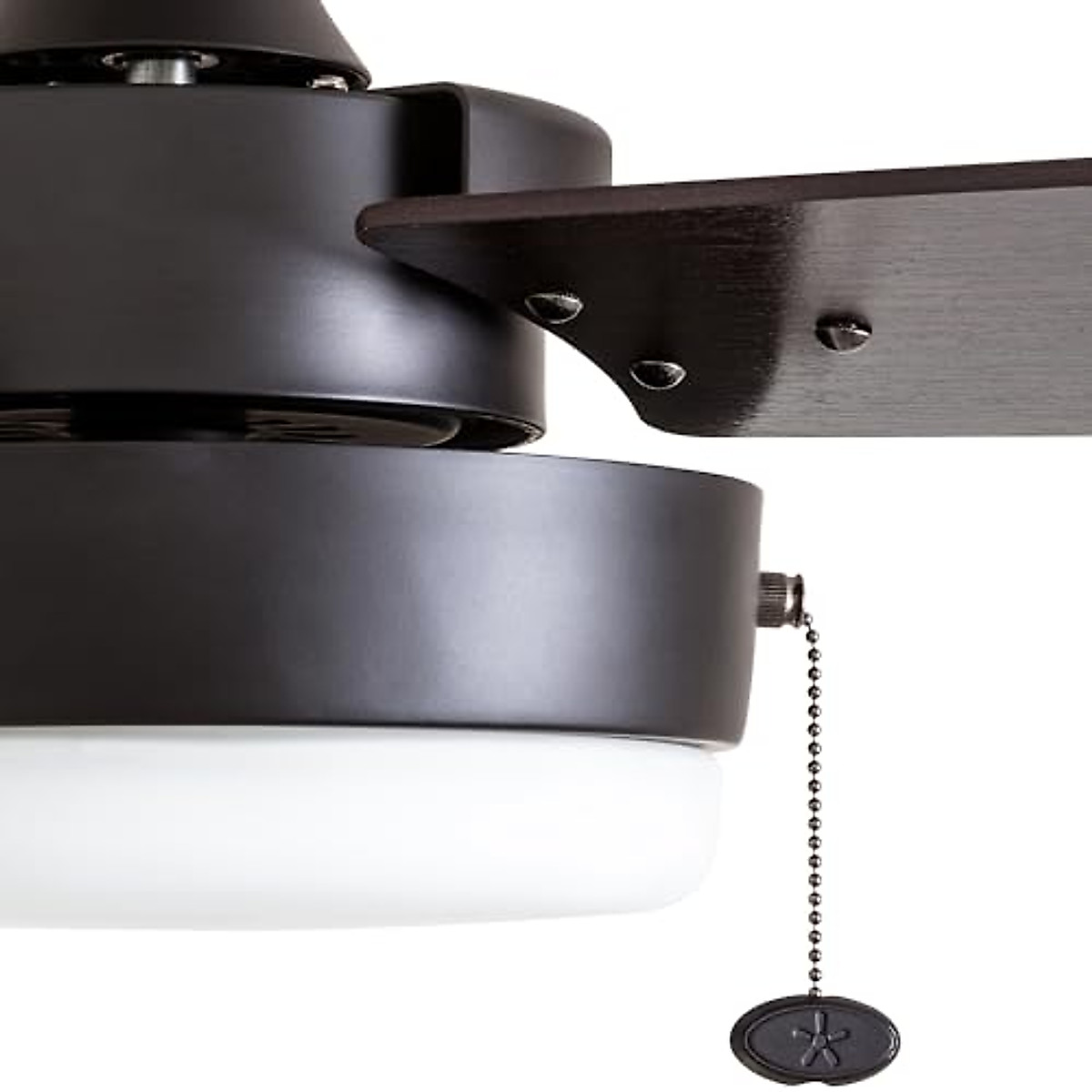 Prominence Home Statham, 52 Inch Contemporary Indoor LED Ceiling Fan with Light, Pull Chain, Dual Mounting Options, Modern Dual Finish Blades, Reversible Motor - 51018-01 (Espresso)