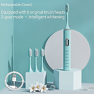 ZITIANY 5 Modes Sonic Electric Toothbrush, 7 Color Available Rechargeable Electric Toothbrush with 8 Brush Heads