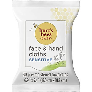 Burt's Bees Baby Face & Hand Cloths, Unscented Cleansing Wipes,30 Wipes - Pack of 3 30 Count (Package May Vary)