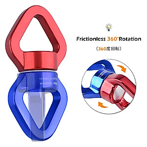 TRIWONDER Swing Swivel 30KN Micro Rotator Safety Rotational Device Hanging Accessory for Rock Climbing, Hanging Hammock, Web Tree Swing, Aerial Dance, Children's Swing Spinner Hanger (Red & Black)