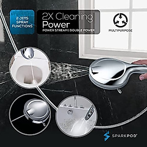 SparkPod 10-Mode Filtered Shower Head with Hose - 5" High Pressure Shower Heads with Filter - Handheld Shower Head Filter with Built-In Power Jet, Stainless 6ft Hose and Bracket (Polished Chrome)