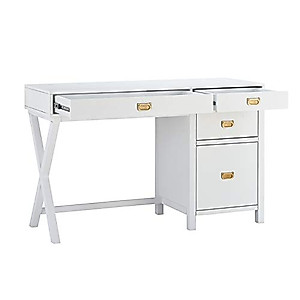 Linon White Modern Classic Side Storage Sadie Desk