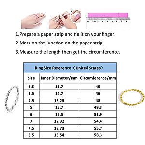 Thin Twist Ring 925 Sterling Silver Braided Infinity Twisted Gold Stacking Friendship Pinky Knuckle Band Ring Size 3.5