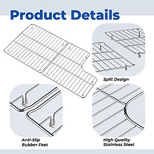 ANTOBLE K-6639-ST Sink Rack Compatible with Kohler Whitehaven Farmhouse Cairn K-6488 K-6489 K-27785 Bottom Basin Rack Kitchen Sink Protector 36" for Kohler Stainless Steel Sink Grid Replacement Part