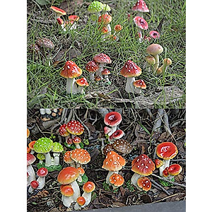 3 Pcs Mushroom Miniature Figurines Mushroom Statue Resin Figurines Fairy Garden Miniature Moss Landscape DIY Terrarium Crafts Ornament Accessories for Home Décor,C