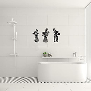 Metal Flowers Wall Decor, Metal Wall Sculpture for Patio Balcony, Black Metal Wall Decor Art for Living Room Bathroom Bedroom Dining Room,Black Wall Art for Kitchen.