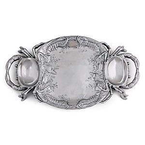 Arthur Court Aluminum Metal Crab Platter / Tray Heavy Quality Coastal Décor for Serving Food and Drinks 24 inch x 13.5 inch