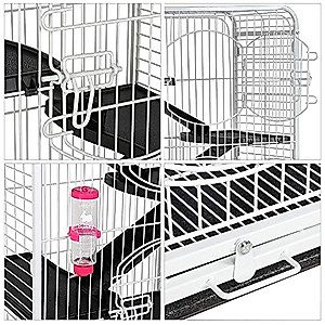 go2buy Metal 3 Doors Rats Rabbit Ferret Cage Playpen, 25.2Lx 16.9Wx 51.6H-inch White