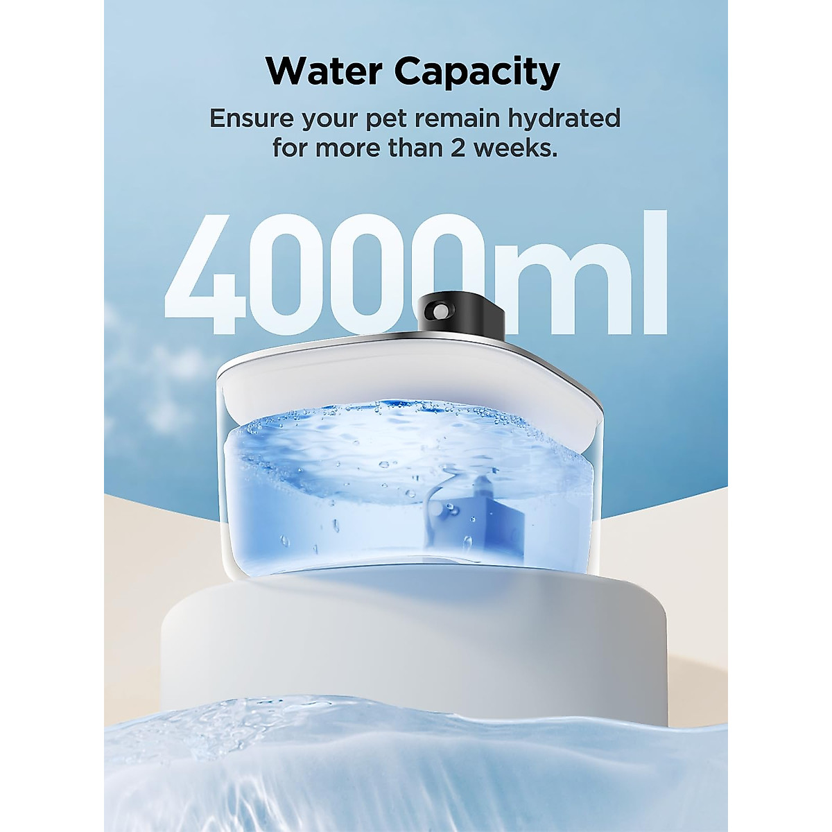 FEELNEEDY Cat Water Fountain Battery Operated, 4L/135 fl oz Pet Water Fountain for Cats and Dog with Motion Sensor, Wireless Ultra Quiet Cat Drinking Fountain with 2 Filters (Black YPD-C004P)