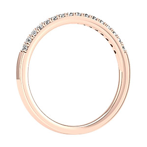 10K Rose Gold Diamond Semi-Eternity Wedding Band Ring (0.15 Carat) (Ring Size 7.75)