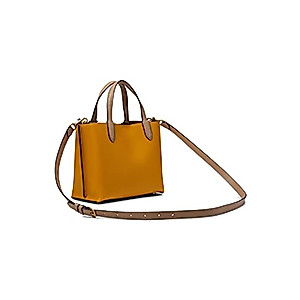 COACH Color-Block Leather Willow Tote 24 Yellow Gold Multi One Size