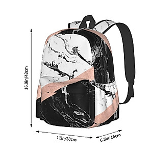 Vbcdgfg Black White Marble Print Backpack For Adult, Lightweight Laptop Backpacks