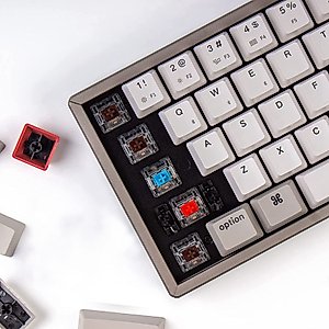 Keychron K6 65% Compact 68-Keys Aluminum Frame Wireless Mechanical Keyboard for Mac, Bluetooth, Multitasking, Wired Gaming Keyboard for Windows Non-Backlit with Keychron Brown Switch