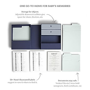 Savor | Baby Keepsake Organizer Box | The Original Fabric Acid-Free Modern Minimalist Gender-neutral Memory Box with Labels | For Pregnancy, Mother’s Day, Baby Shower, New Baby Girl Baby Boy Gifting
