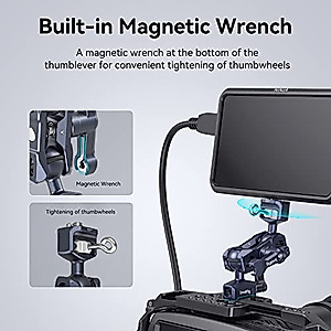 SmallRig Articulating Magic Arm with NATO Clamp and 1/4"-20 Screw (with Retractable Pins), 360 Degree Rotation, Max Load of 12 Ib Magic Arm for Field Monitor, Camera and Lights 3875