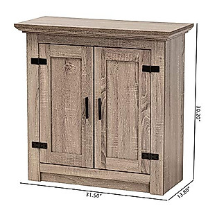 Baxton Studio Bruce Shoe Cabinets, Oak Brown