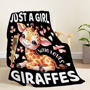 Just A Girl Who Loves Giraffes Blanket for Girls Giraffe Gifts for Women Soft Comfortable Throw Blanket for Bedding Sofa Camping 40x50inches