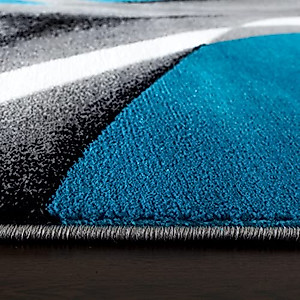 Persian Area Rugs 2305 Turquoise White 6 x 9 Modern Abstract Area Rug Carpet