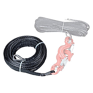 Astra Depot Black ATV UTV Synthetic Rope Extension 50ft 7500lbs Winch Line Cable with Thimbles