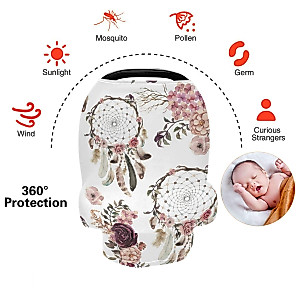 Nursing Cover Breastfeeding Scarf Ethnic Boho Floral- Baby Car Seat Covers, Stroller Cover, Carseat Canopy (n)