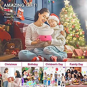 Cotton Candy Machine, 500W Portable Cotton Candy Makers for Kids Birthday Family Party Christmas Gift, Small Hard & Sugar-Free Candy Floss Making Machine with 20 Marshmallow Sticks and Sugar Scoop