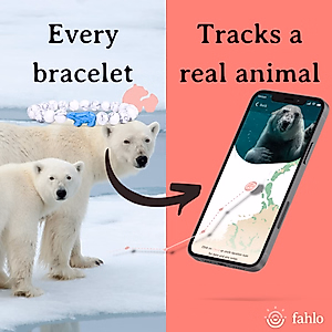 Fahlo Polar Bear Tracking Bracelet, Elastic, supports Polar Bears International, one size fits most for Men and Women