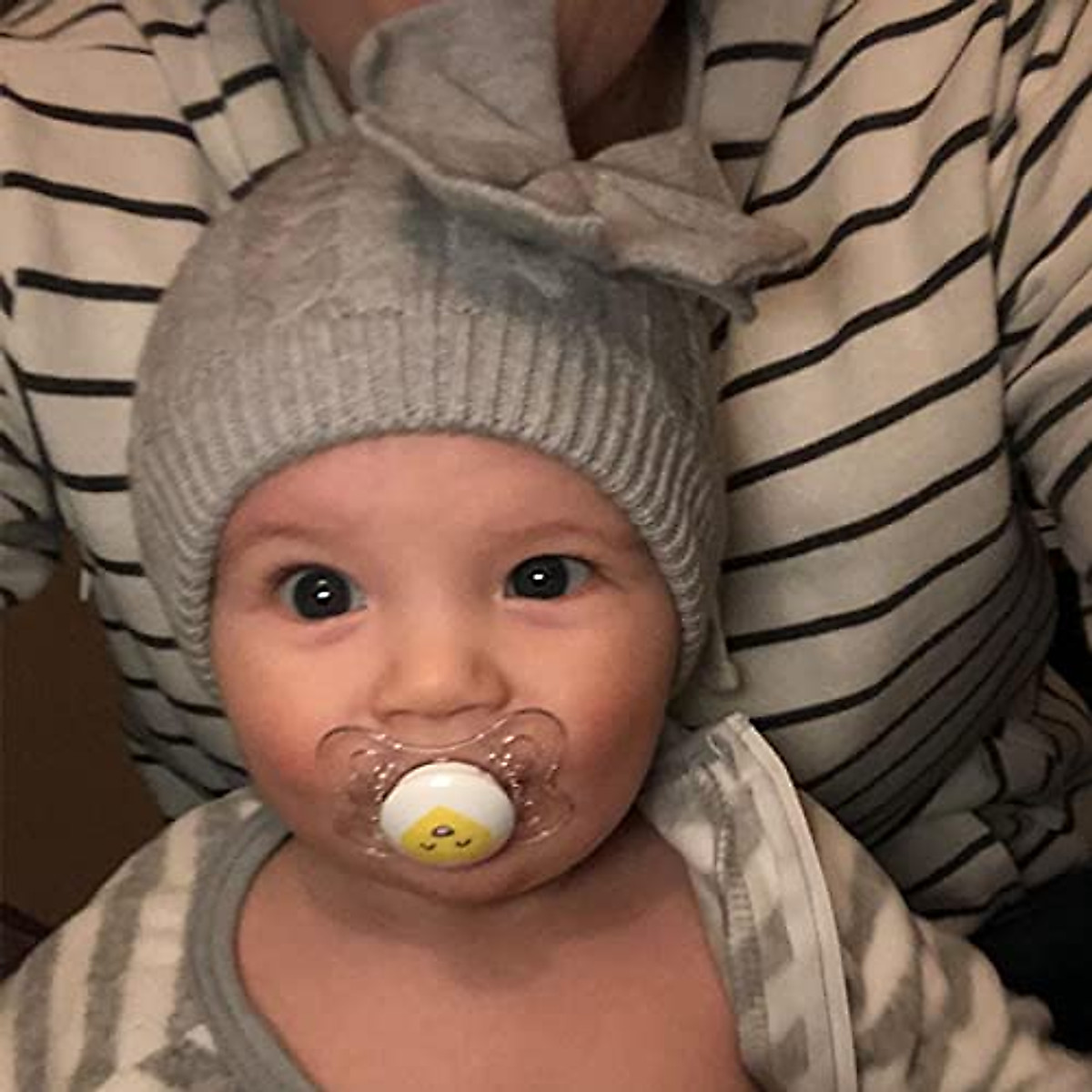 FOUTTUE Hat Winter Knitted Cute Baby Cotton Woolen Hat Girls Warm Bow Baby Kids Hat Children Skis (Grey, One Size)