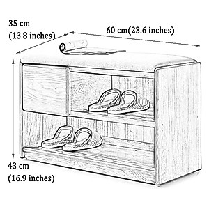 ALDEPO Shoe Cabinet Shoe Cabinet Bench Double Layer of Large Capacity and Simple Stool for Changing Shoes Shoe Cabinet with Sponge Cushion Ottoman Shelf Storage Drawer