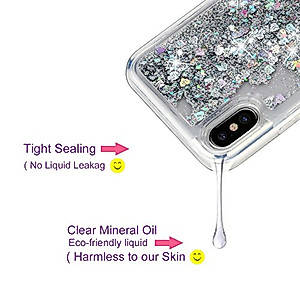 for iPhone XR Case, WORLDMOM Double Layer Design Bling Flowing Liquid Floating Sparkle Colorful Glitter Waterfall TPU Protective Phone Case for Apple iPhone XR [6.1 Inch 2018], Silver