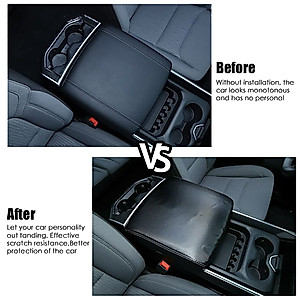 sportuli Center Console Cover Anti-Scratch Leather Armrest Pad Replace for 2019 2020 2021 2022 2023 Dodge RAM 1500 2500 3500 Accessories, for All Makes & Models with Bucket Seats (Carbon Fiber)