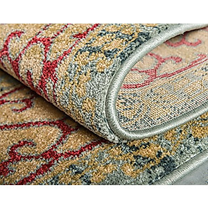 Unique Loom Palace Collection Area Rug - Saray (2' x 3' 1" Rectangle, Light Blue/ Red)