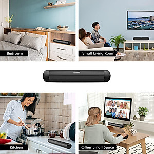 wogree 16 Inches Small Sound Bars for TV, Mini Wireless Bluetooth 5.0 TV Speakers Soundbar with LED Display for Bedroom, Kitchen and Other Small Space