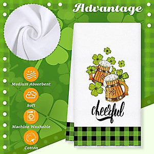 Tatuo 4 Pcs St. Patrick's Day Kitchen Towel Irish Shamrock Dish Towels Bath Towels 18 x 28 Inch Happy St. Patrick's Day Bathroom Towels Hand Towels Absorbent Drying Cloth for Kitchen Bathroom