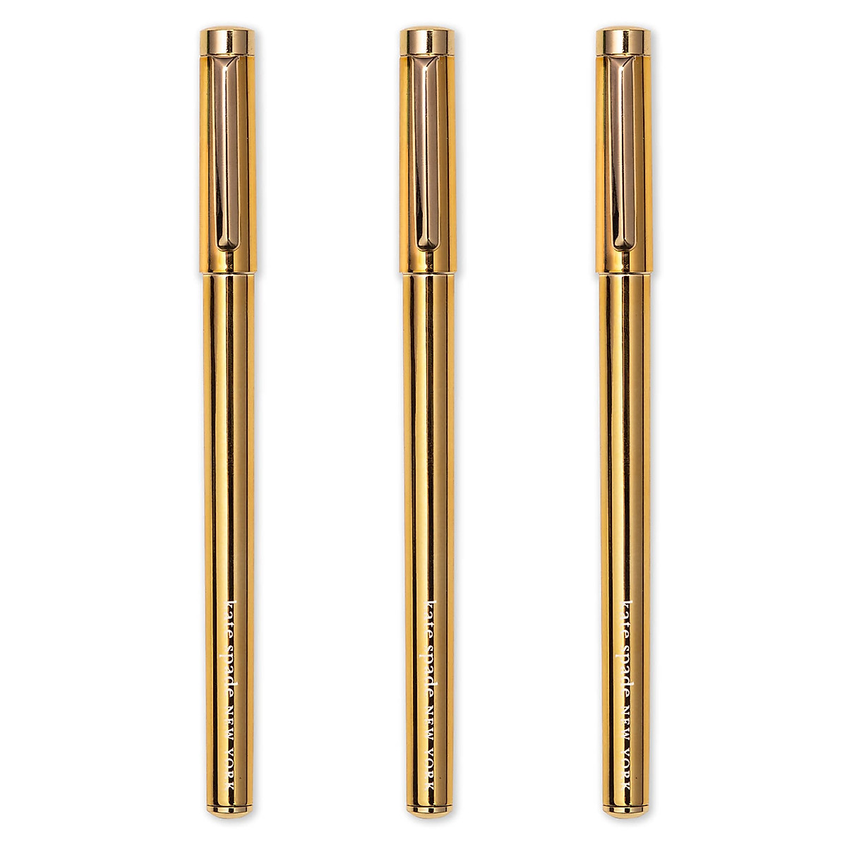 Kate Spade New York Fine Tip Pens, 3 Black Ink Pens, Fine Point Pens for Note Taking, Gold