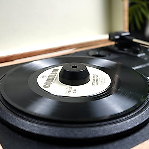 sdroceRyaM 45 RPM Adapter Solid Aluminum 7 Inch Vinyl Record Dome 45 Adapter for Turntables (Black)