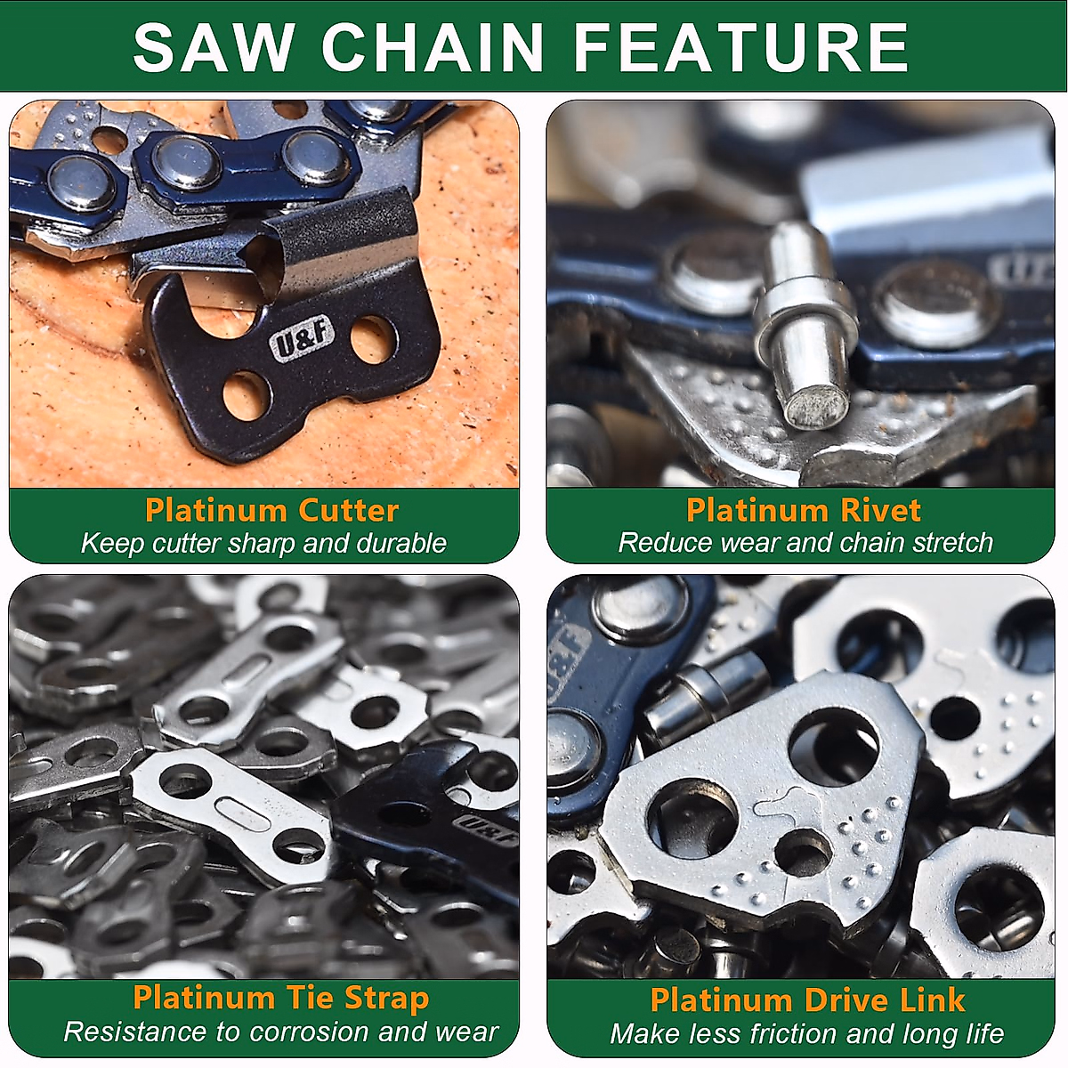 UPFOREST. Stihl Chainsaw Chain 18 Inch MS250 Chain, MS251, MS251c, Replacement for 3639 005 0068, 26RS 68, L68 (22MO68X3)