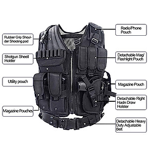 vAv YAKEDA Tactical Vest Outdoor Ultra-Light Breathable Training Airsoft Vest Adjustable for Adults (US, Alpha, One Size, Regular, Regular, Black)