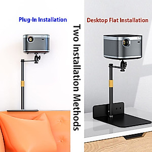 HVAYING Projector Stand, Bedside Sofa Stand, Wall Stand, Desktop Stand, Two Installation Methods, 360 Degree Rotation, Metal Structure, Plug-in Stable Base, Organize Wires